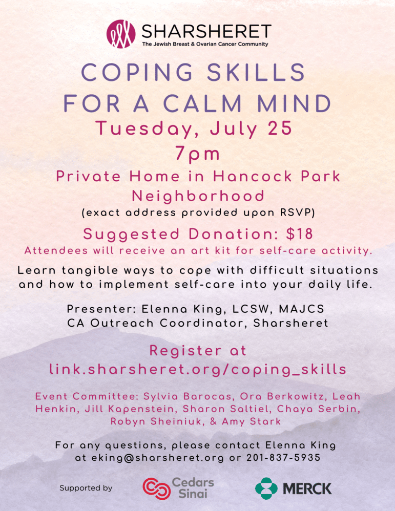 Coping Skills for a Calm Mind - Sharsheret